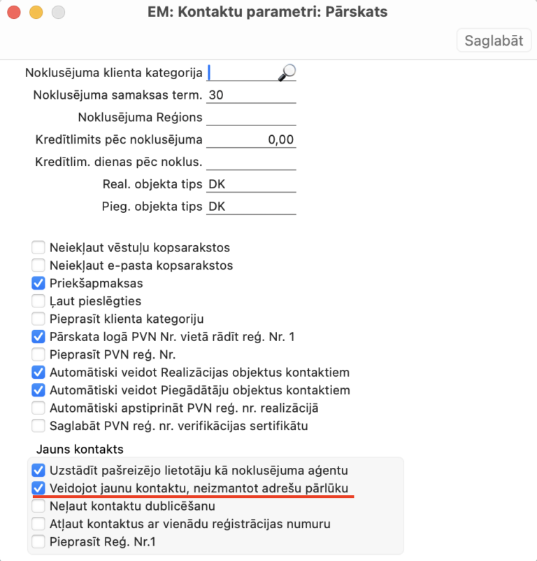 Klienta adrese un reģistrācijas numurs no Lursoft datu bāzes